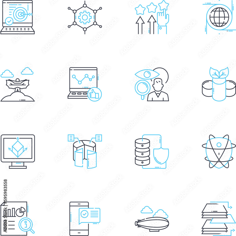 Numerical Data linear icons set. Quantitative, Statistics, Digits ... Numerical Data linear icons set. Quantitative, Statistics, Digits ...