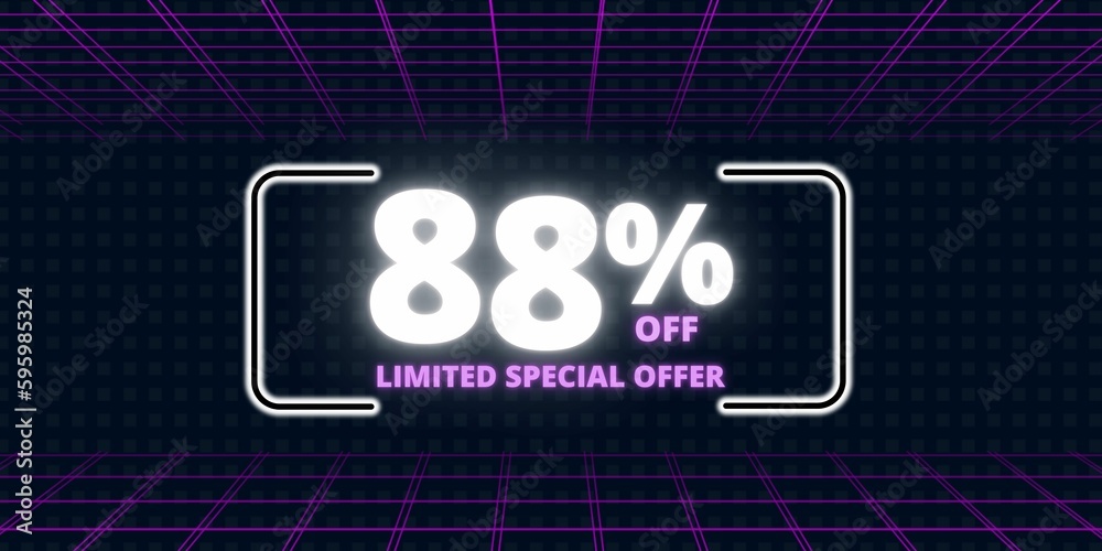 88% off limited special offer. Banner with eighty eight percent ...