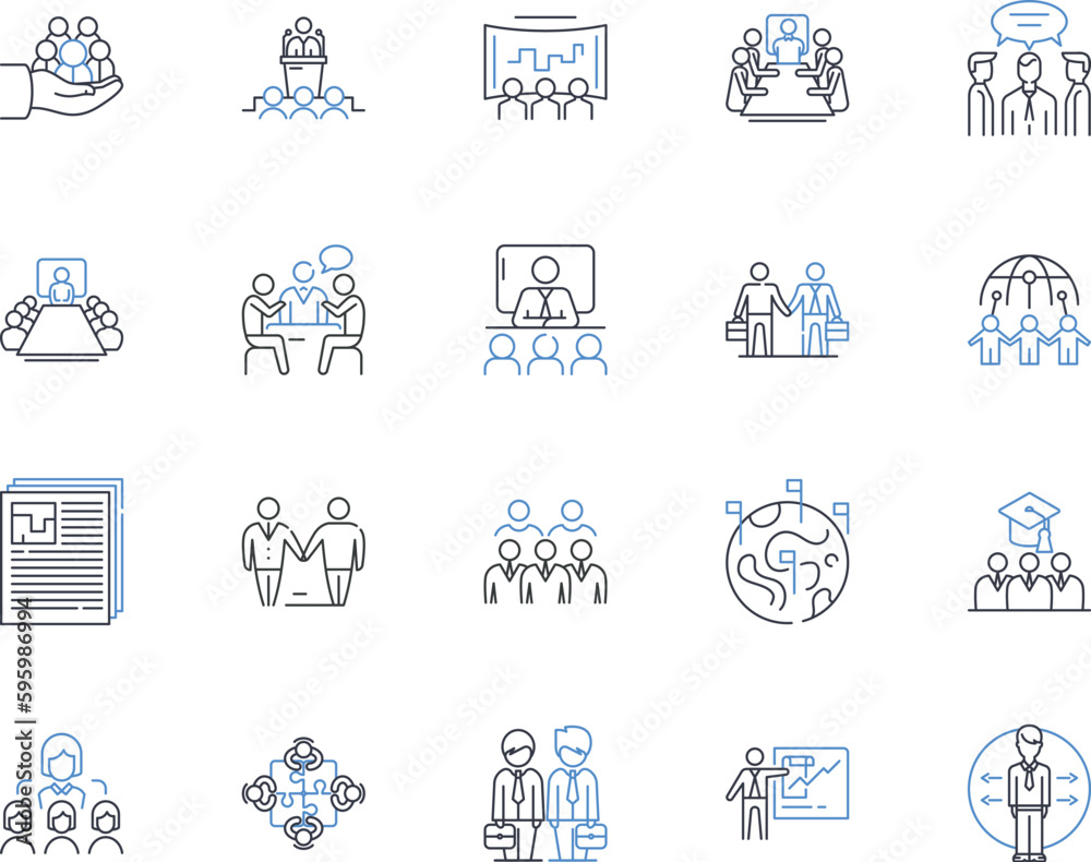 Fototapeta mapa świata dla dzieci Leadership huddle line icons ... Fototapeta mapa świata dla dzieci Leadership huddle line icons ...