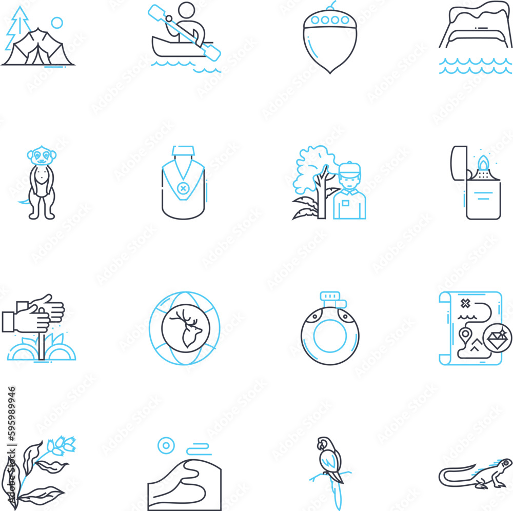 Ecosystem linear icons set. Biodiversity, Sustainability, Habitat ...