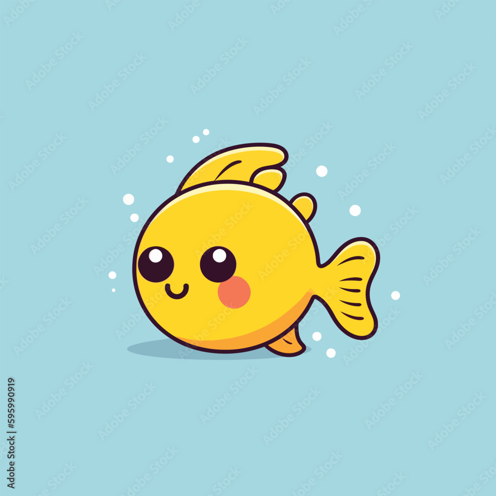 Cute kawaii fish chibi mascot vector cartoon style Stock Vector | Adobe ...