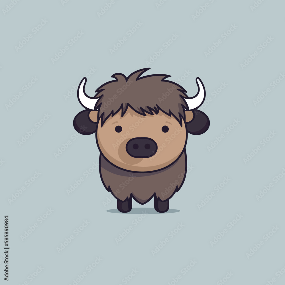 Cute kawaii buffalo chibi mascot vector cartoon style Stock Vector ...