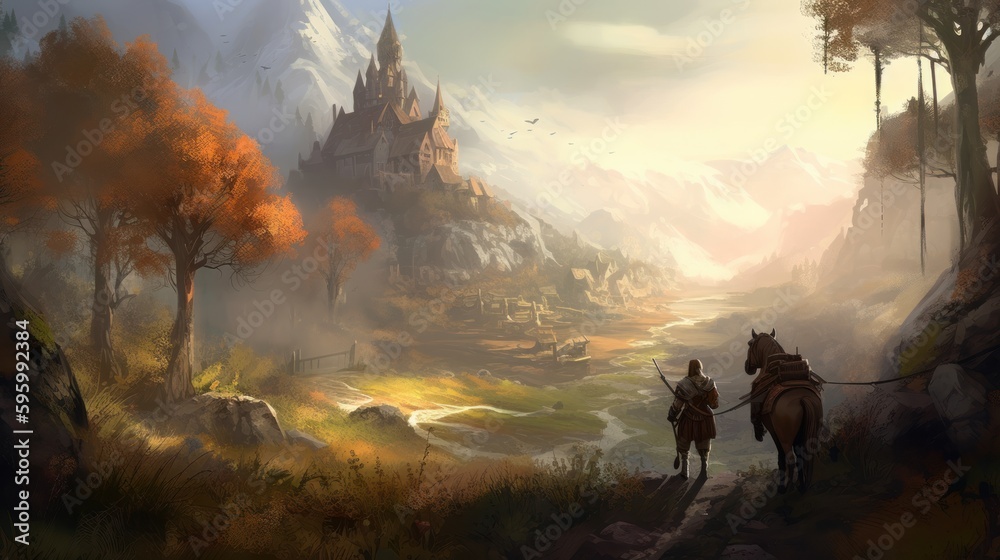 RPG Journey Game Art Wallpaper Background Stock Illustration | Adobe Stock