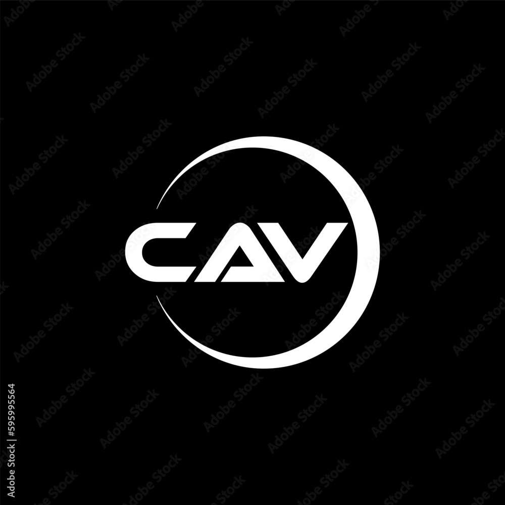 CAV letter logo design with black background in illustrator, cube logo ...
