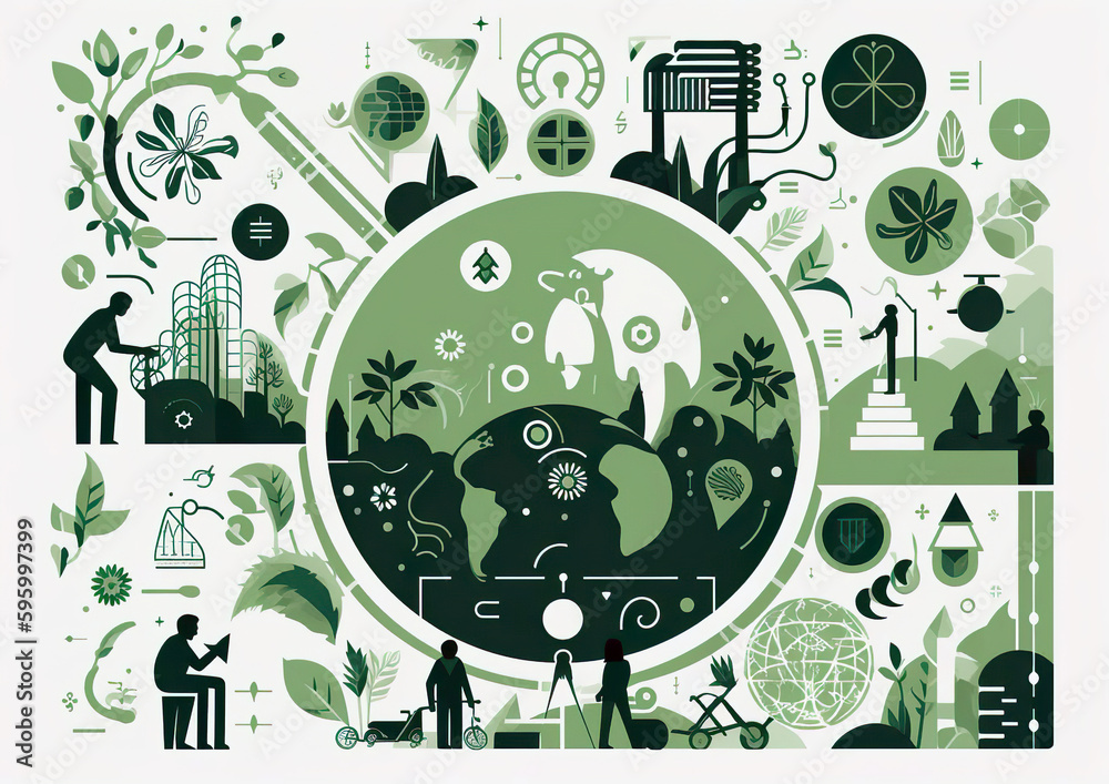 ESG ecological concept. Using alternative energy, sustainable ecosystem ...