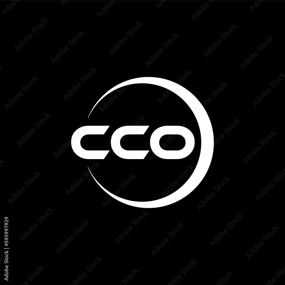 CCO letter logo design with black background in illustrator, cube logo ...