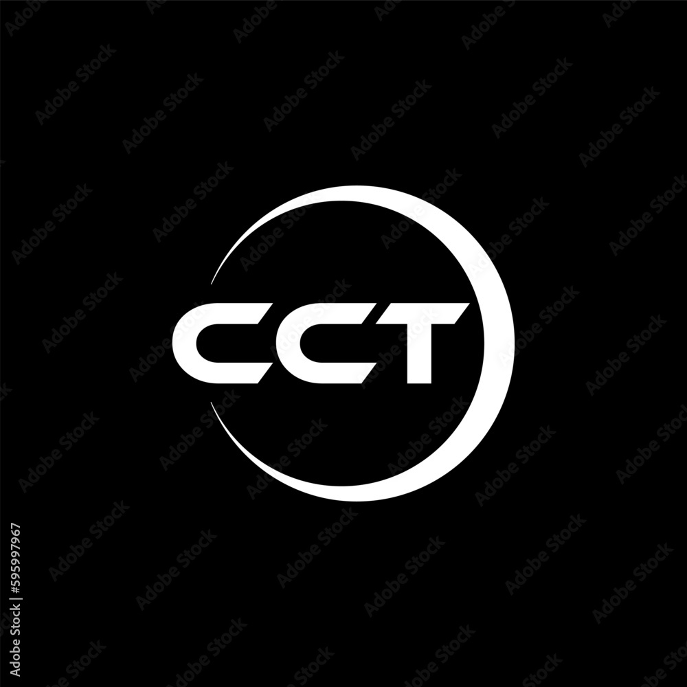 CCT letter logo design with black background in illustrator, cube logo ...