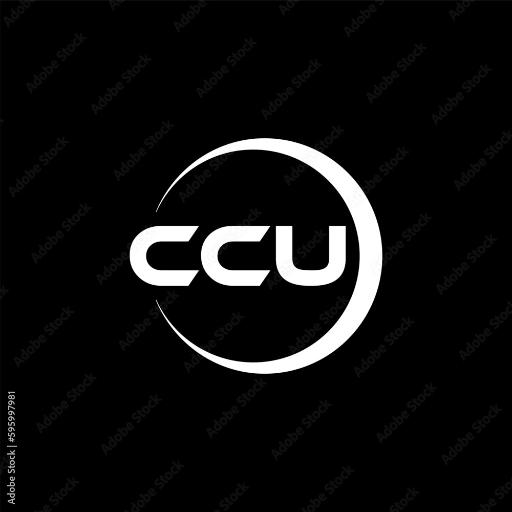 CCU letter logo design with black background in illustrator, cube logo ...