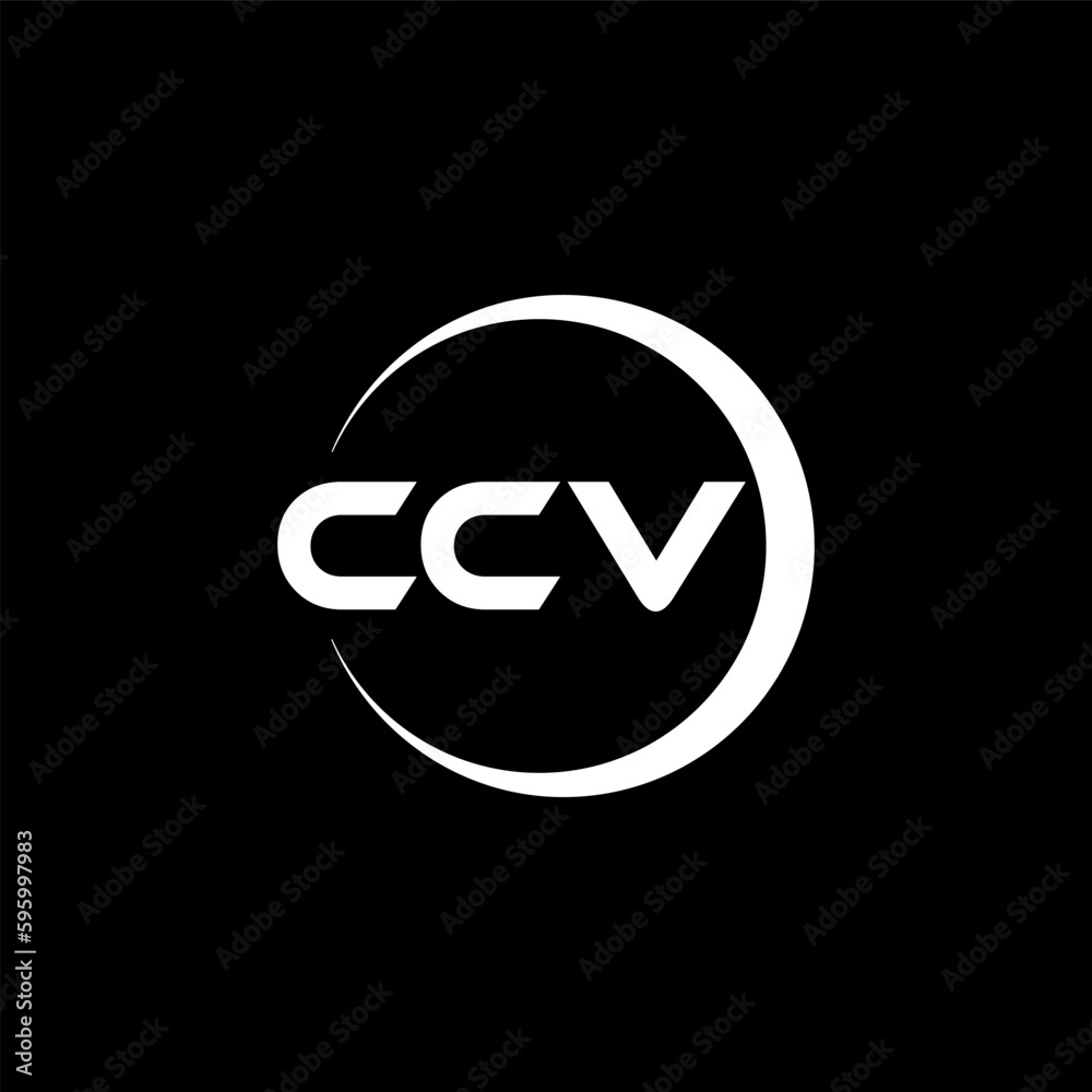 CCV letter logo design with black background in illustrator, cube logo ...