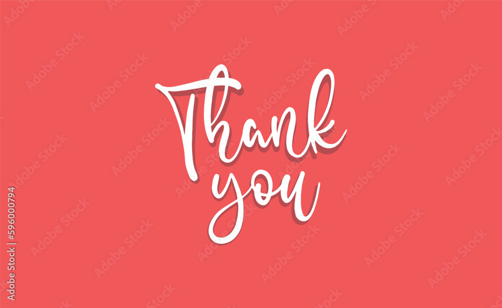 Thank you lettering text with drop shadow. Hand drawn style thanking ...