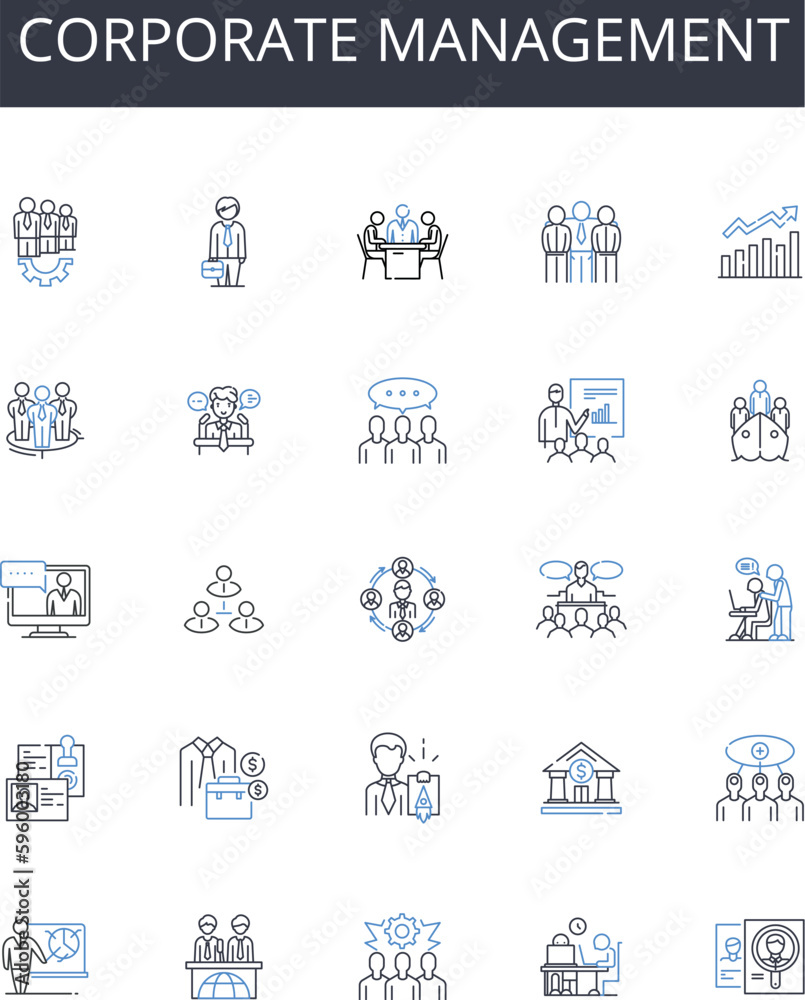 Corporate Management line icons collection. Executive Leadership ...
