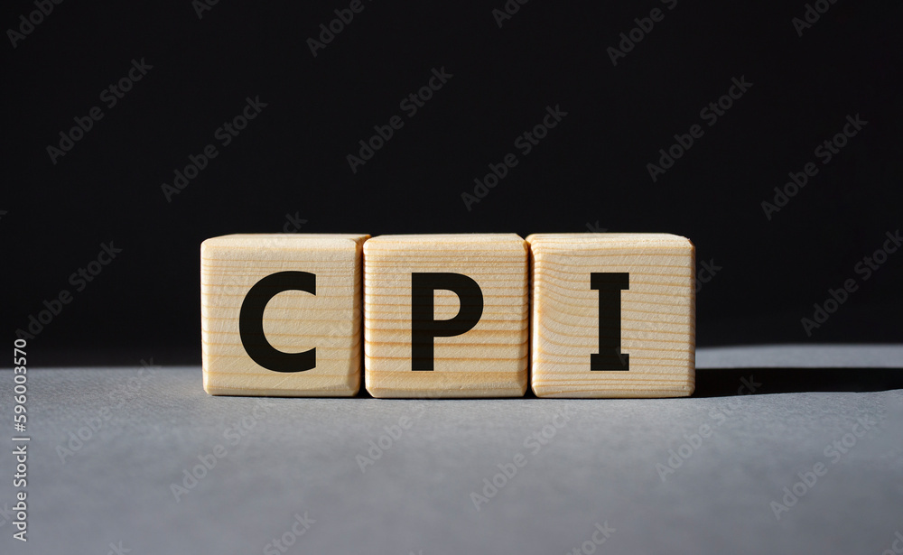 CPI - Consumer Price Index symbol. Concept word CPI on wooden cubes. Beautiful grey background ...