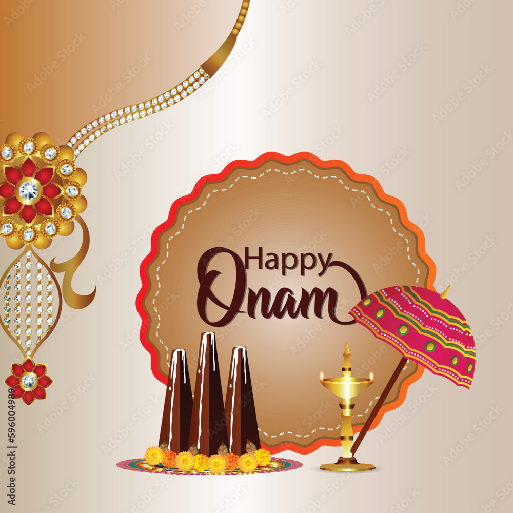 South indian festival happy onam invitation background Stock Vector ...