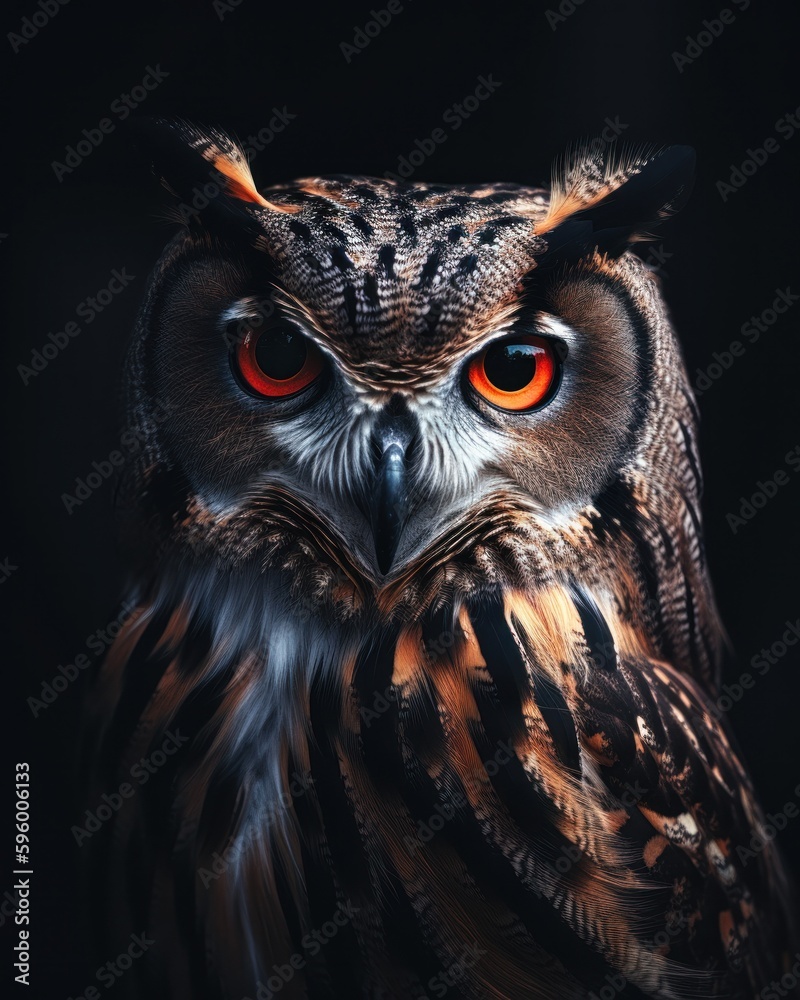 fierce owls eyes closeup owl orange studio background face icon top ...