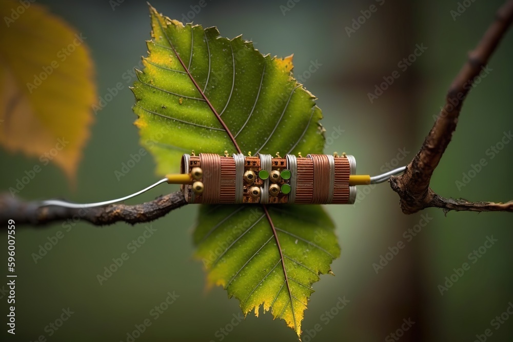 Resistor made from a branch of a tree, concept of Natural material and ...