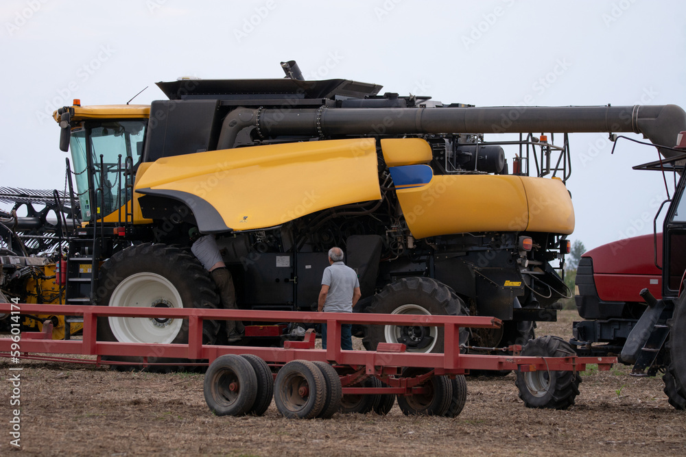 Máquina trilladora para recolectar granos en campo argentino Stock ...