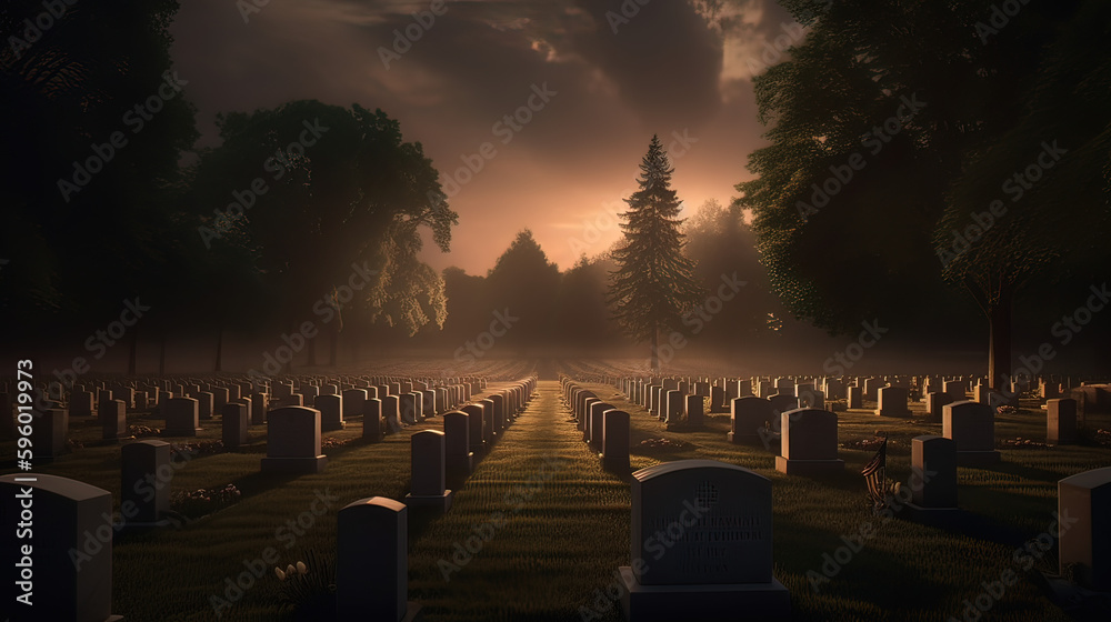 American Memorial Day Concept ,Eternal Rest, Somber, Gravestones, Rule ...