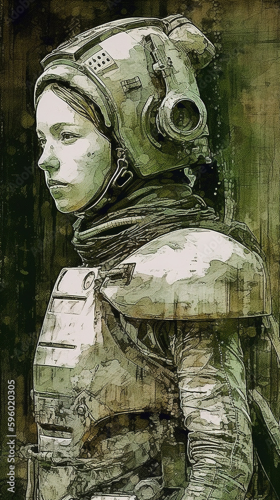 Female Cyborg, Robot, Android, Pilot art poster, inspired by AI ...