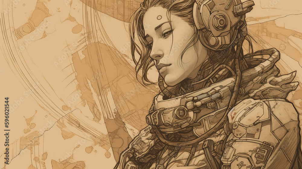 Female Cyborg, Robot, Android, Pilot art poster, inspired by AI ...