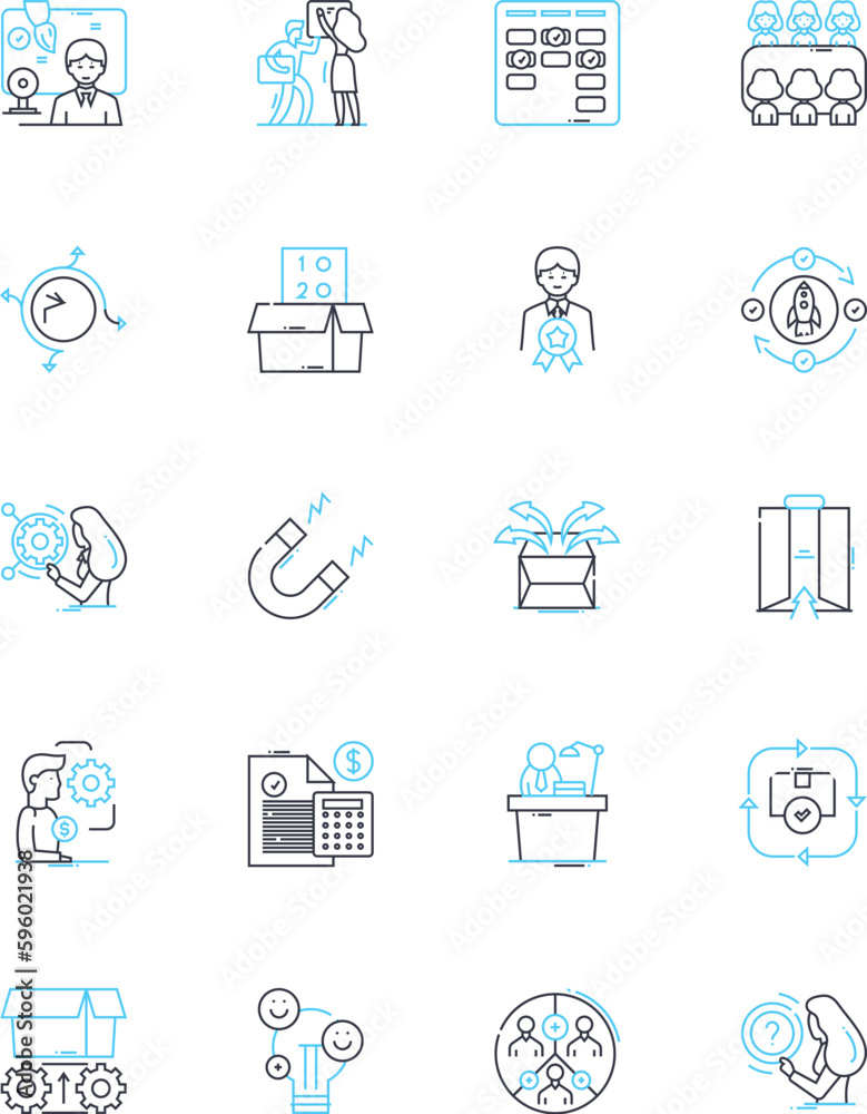 Project kickoff linear icons set. Initiative, Launch, Commencement ... Project kickoff linear icons set. Initiative, Launch, Commencement ...