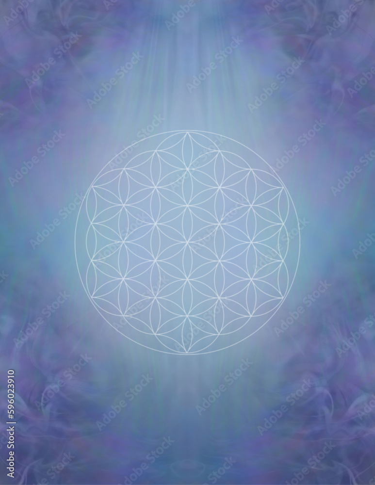 Blue Flower of Life Symbol Background - muted purple blue Flower of ...