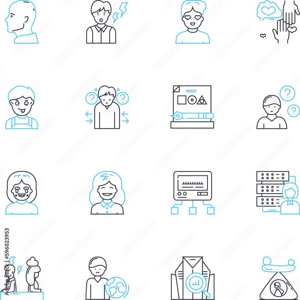 Social awareness linear icons set. Empathy, Tolerance, Compassion ...