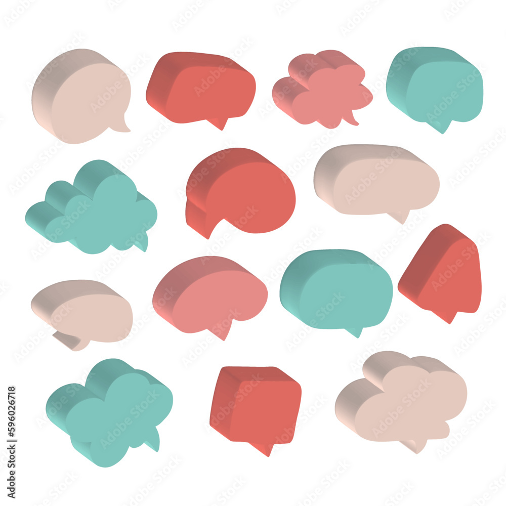 3d different colors speech bubbles set, social media chat message icon ...