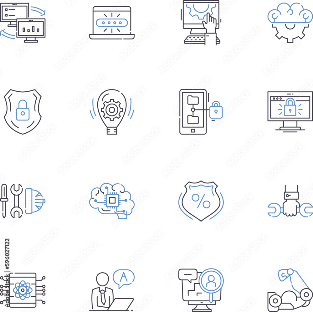 Terminal line icons collection. Commands, Shell, Prompt, Interface ...