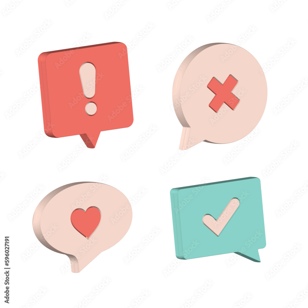 Realistic 3d speech bubbles set, chat message notification icons collection.. Realistic dialogue ...