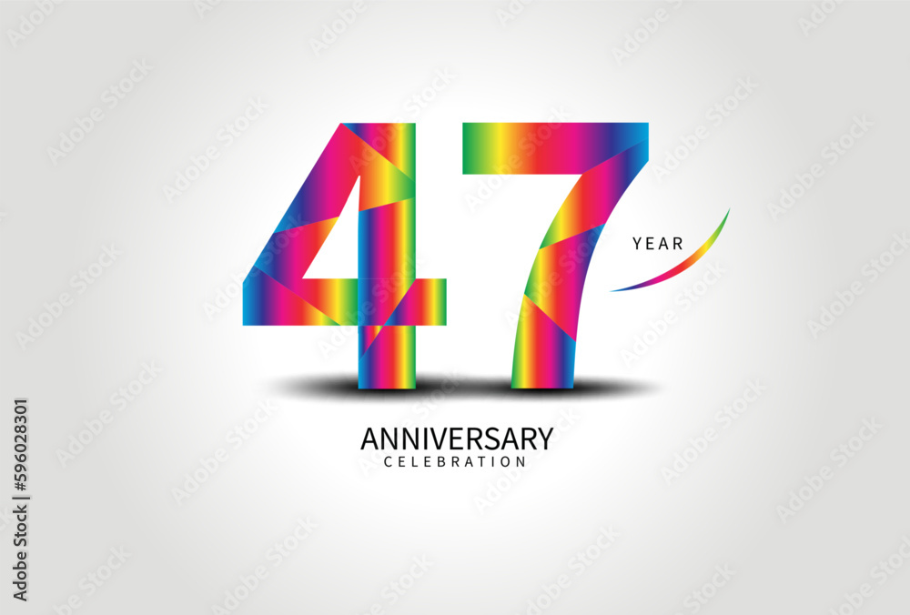 47 Year Anniversary Celebration Logo colorful vector, 47 Number Design ...