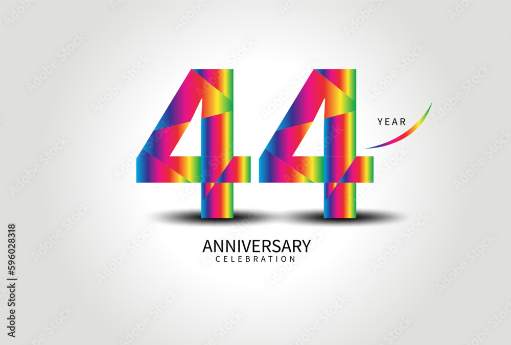 44 Year Anniversary Celebration Logo colorful vector, 44 Number Design ...