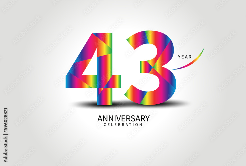 43 Year Anniversary Celebration Logo colorful vector, 43 Number Design ...