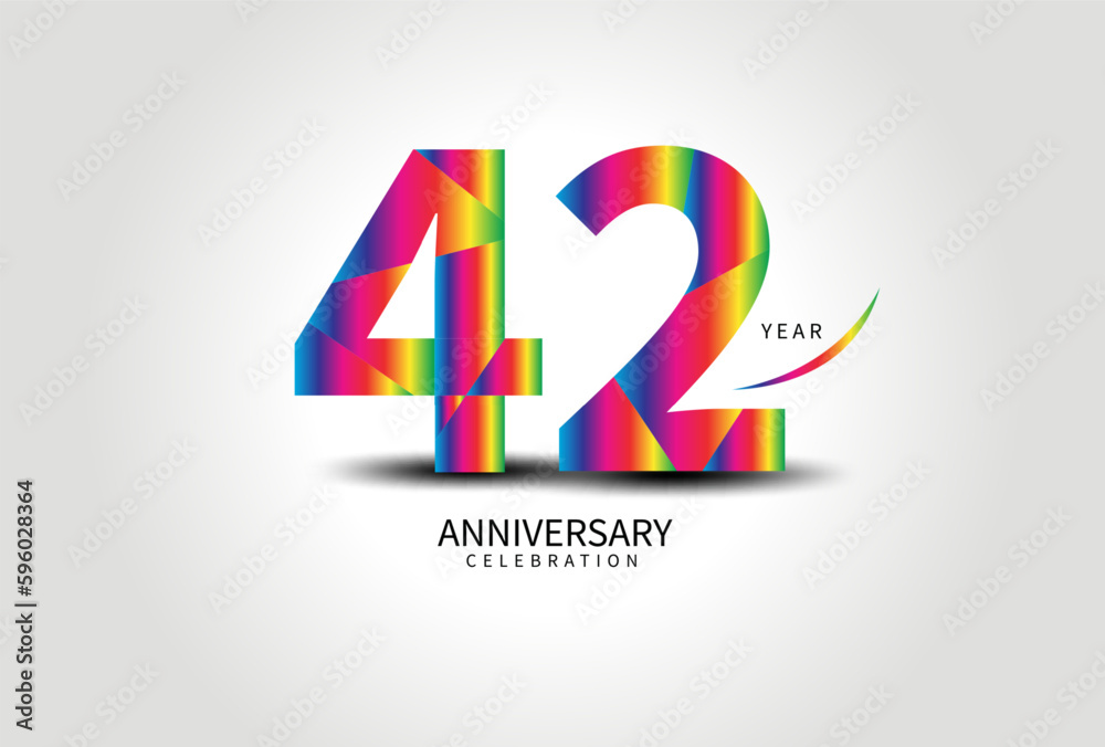 42 Year Anniversary Celebration Logo colorful vector, 42 Number Design ...