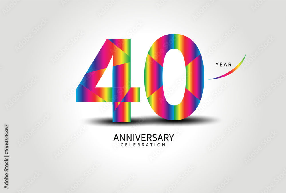 40 Year Anniversary Celebration Logo colorful vector, 40 Number Design ...