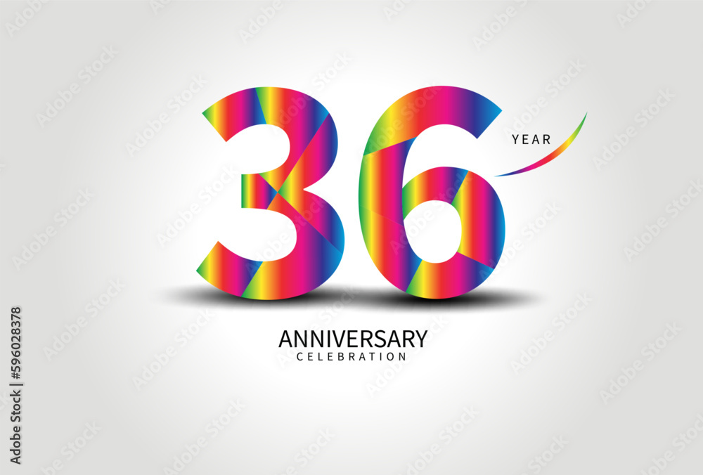 36 Year Anniversary Celebration Logo colorful vector, 36 Number Design ...