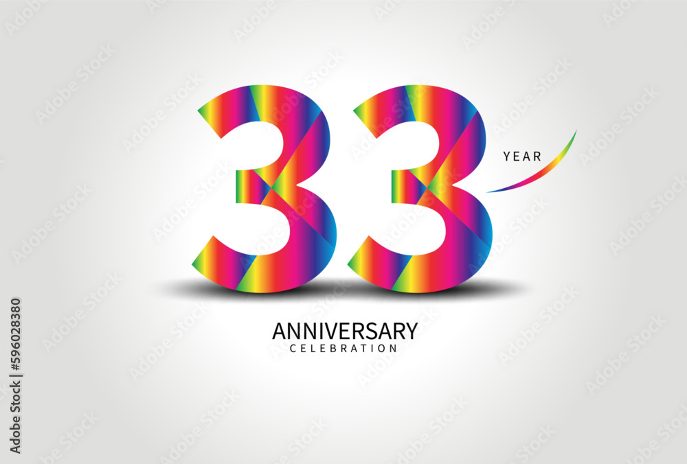 33 Year Anniversary Celebration Logo colorful vector, 33 Number Design ...