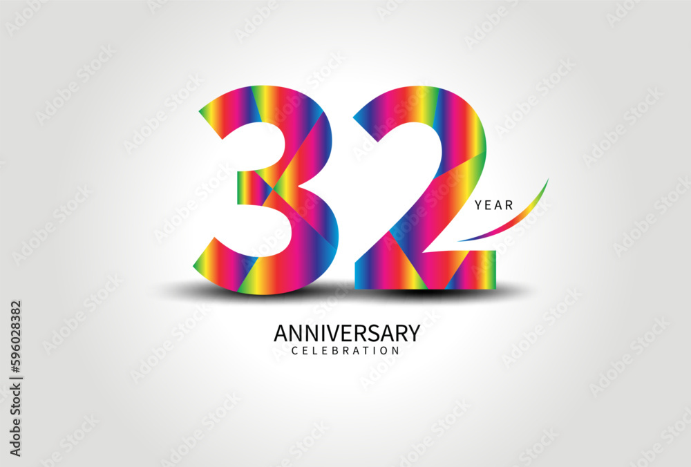 32 Year Anniversary Celebration Logo colorful vector, 32 Number Design ...