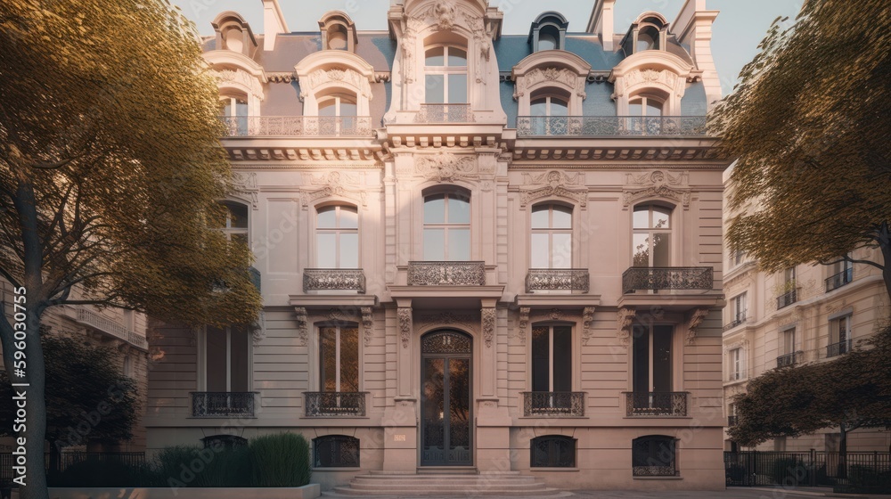 Haussmann exterior house design in daytime golden hour generative ai ...