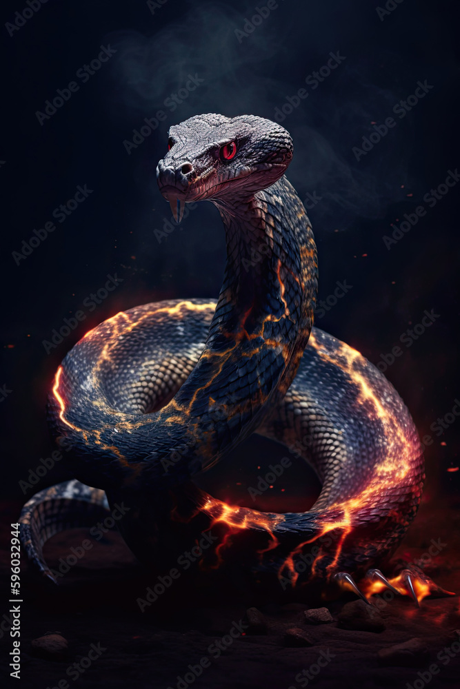 Flaming Snake, Poster Style Idea, Generative AI Stock Illustration ...