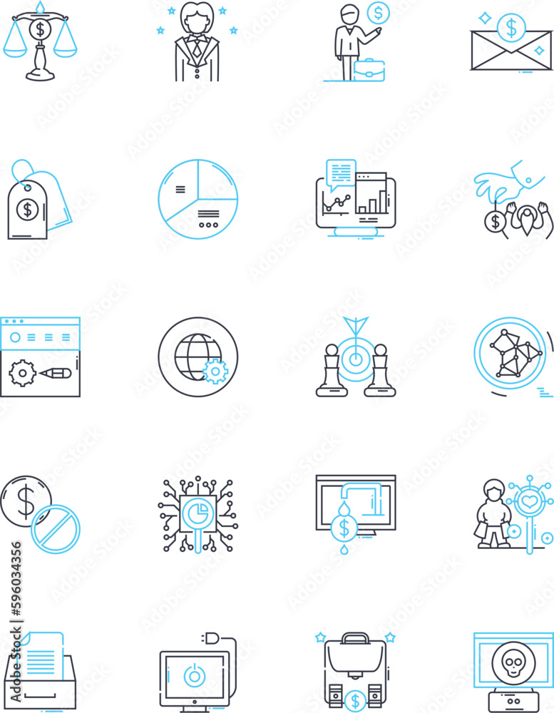 Government deceit linear icons set. Corruption, Deception, Manipulation ...