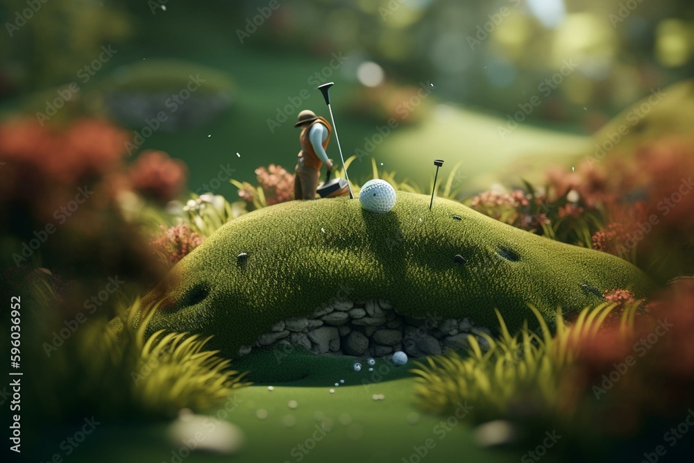 Cartoon series depicting golf, image three. Generative AI Stock ...