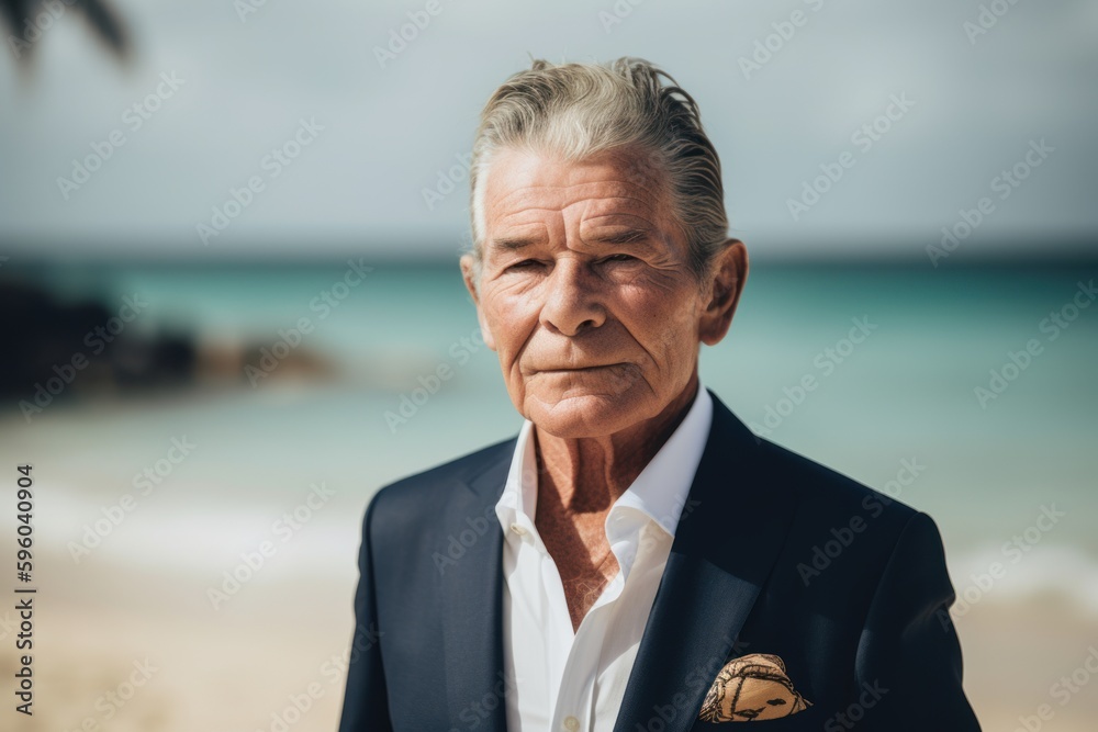 Medium shot portrait photography of a pleased man in his 60s wearing a ...
