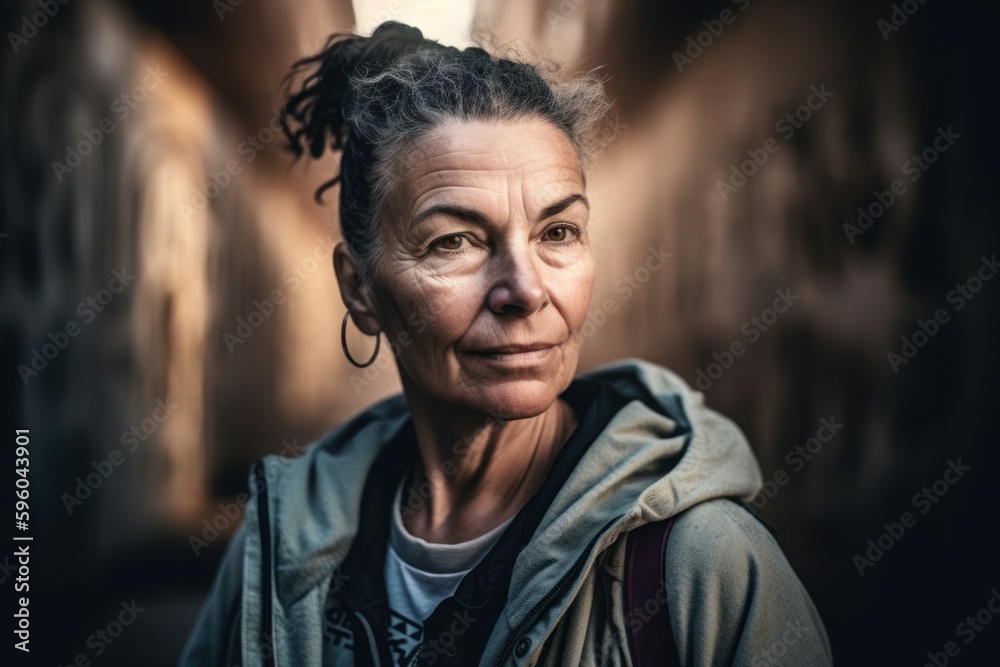 Medium shot portrait photography of a cheerful woman in her 50s wearing ...