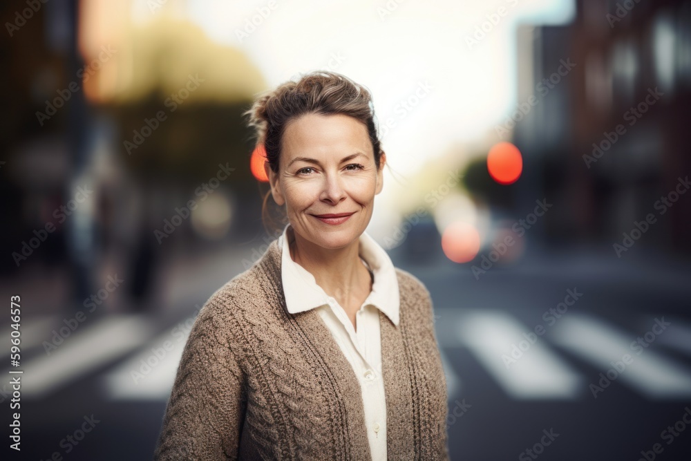 Environmental portrait photography of a pleased woman in her 40s ...