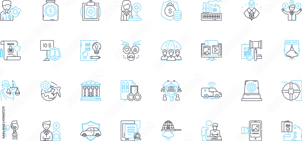 Protection linear icons set. Security, Shielding, Defense, Safety ... Protection linear icons set. Security, Shielding, Defense, Safety ...