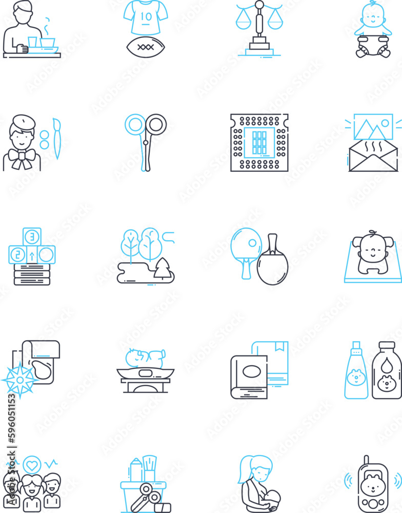 Adolescents linear icons set. Teenagers, Puberty, Horms, Identity ... Adolescents linear icons set. Teenagers, Puberty, Horms, Identity ...