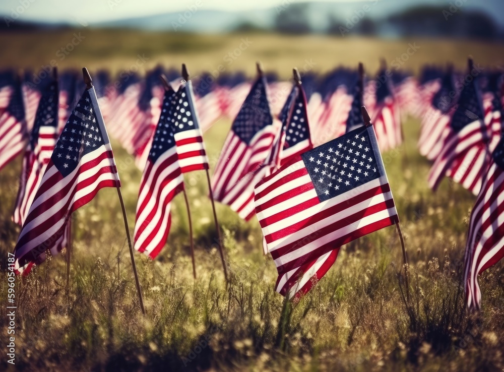 Phalanx of U.S. Flags honoring the fallen created with Generative AI ...