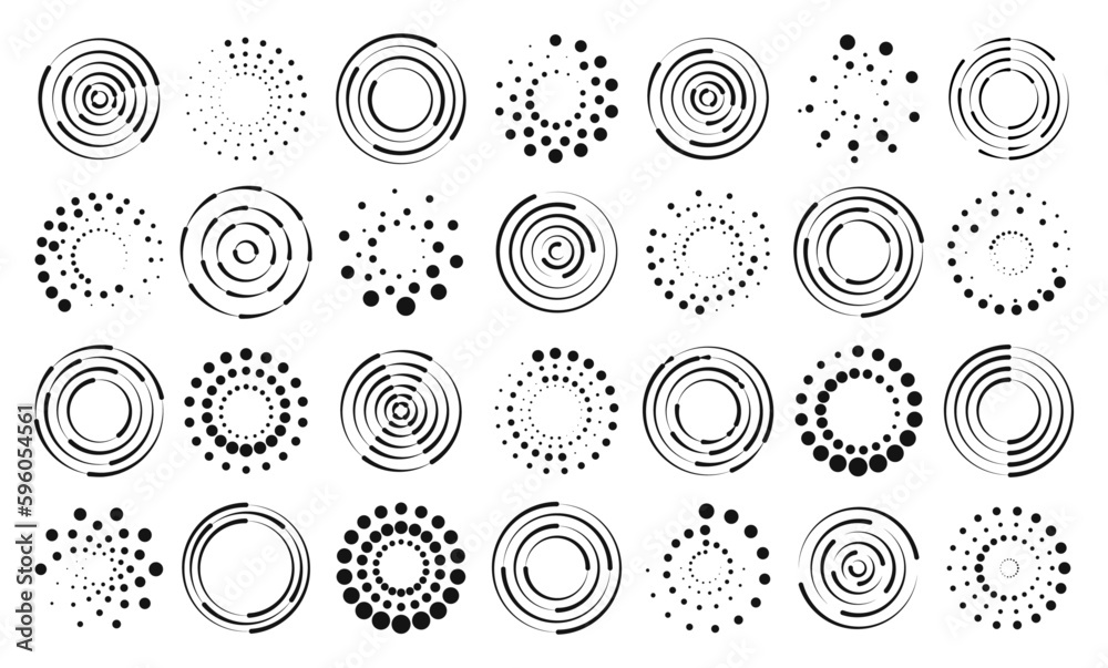 Speed lines circle frames. Round swirl and curves movement spiral ...
