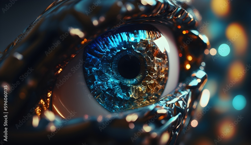 Closeup of an eye with Sparkling Glitters on it, Macro Iris of an eye ...