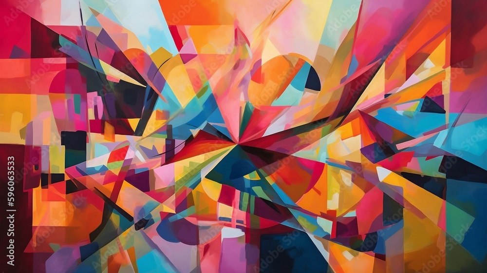 Abstracts exploring themes of order and chaos using bright color ...